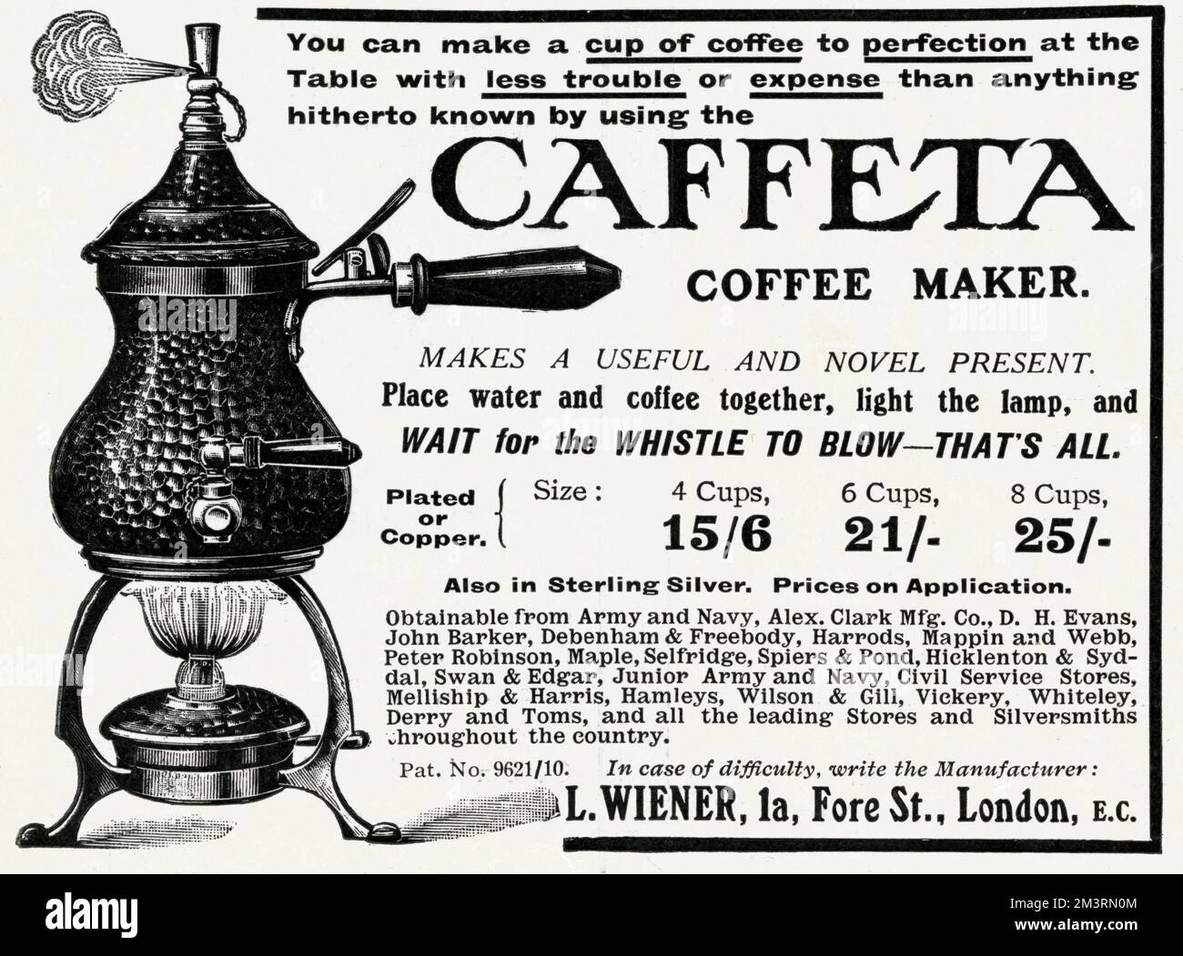 Advert for Caffeta coffee maker 1912 Stock Photo - Alamy