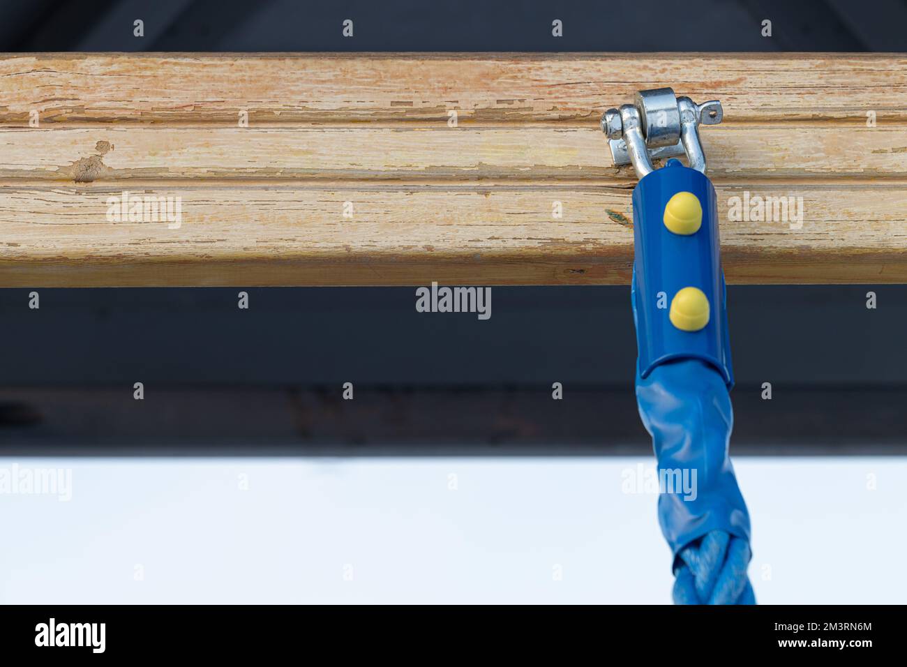 metal rope fastening on the sports ground. rope on the playground ...