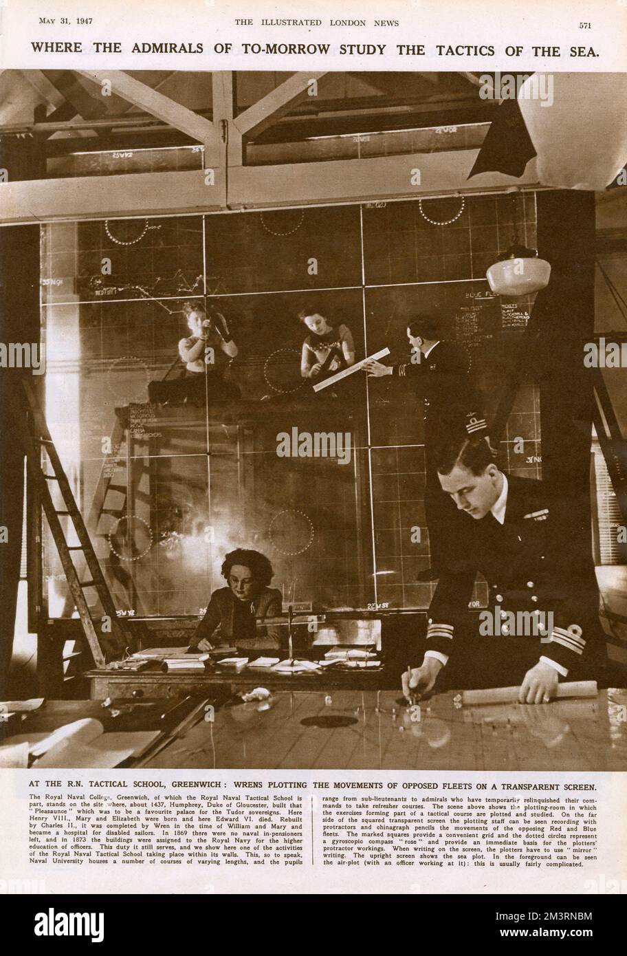 Plotting room at the Royal Naval tactical school, Greenwich Stock Photo ...