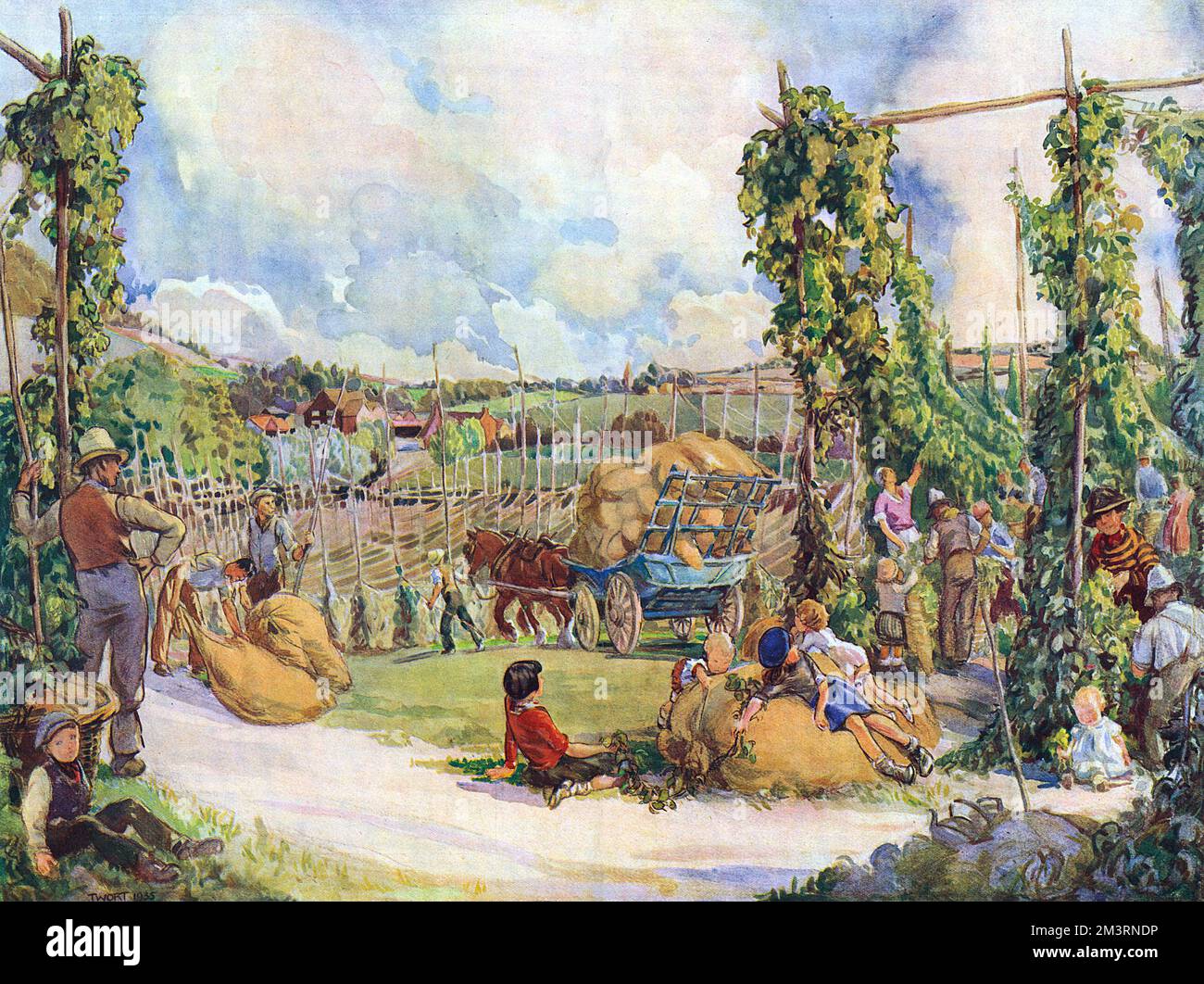 A Memory of a Hop Field by F. C. Twort Stock Photo - Alamy