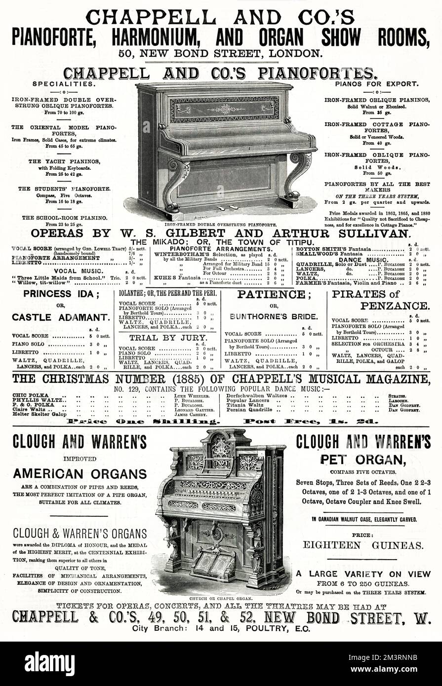 Advert for Chappell & Co.s musical instruments 1885 Stock Photo - Alamy