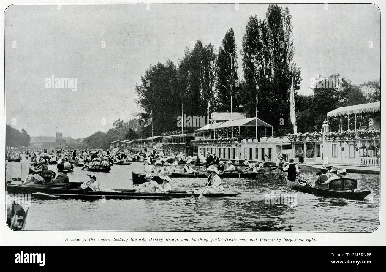 Crowded river during the Henley Regatta 1904 Stock Photo - Alamy