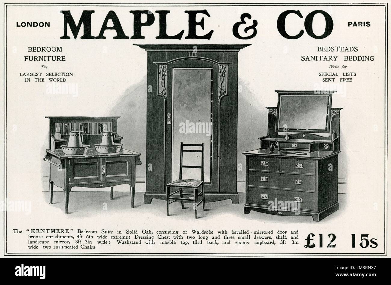 Advert for Maple & Co. bedroom furniture 1906 Stock Photo - Alamy