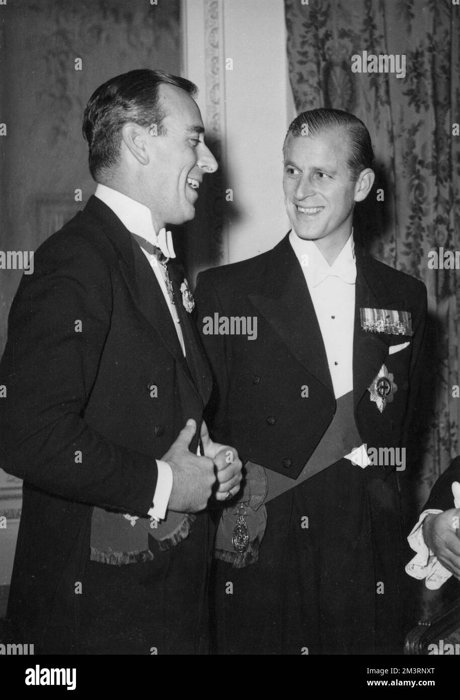 Prince Philip, Duke of Edinburgh, pictured with Earl Mountbatten, his ...