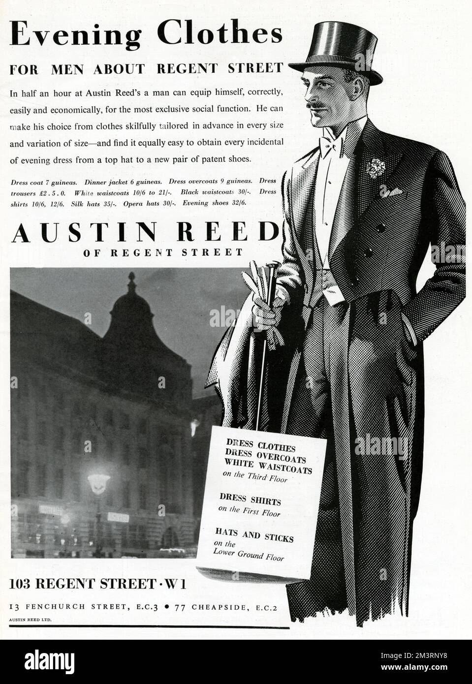 Advert for Austin Reed evening clothes 1937 Stock Photo - Alamy