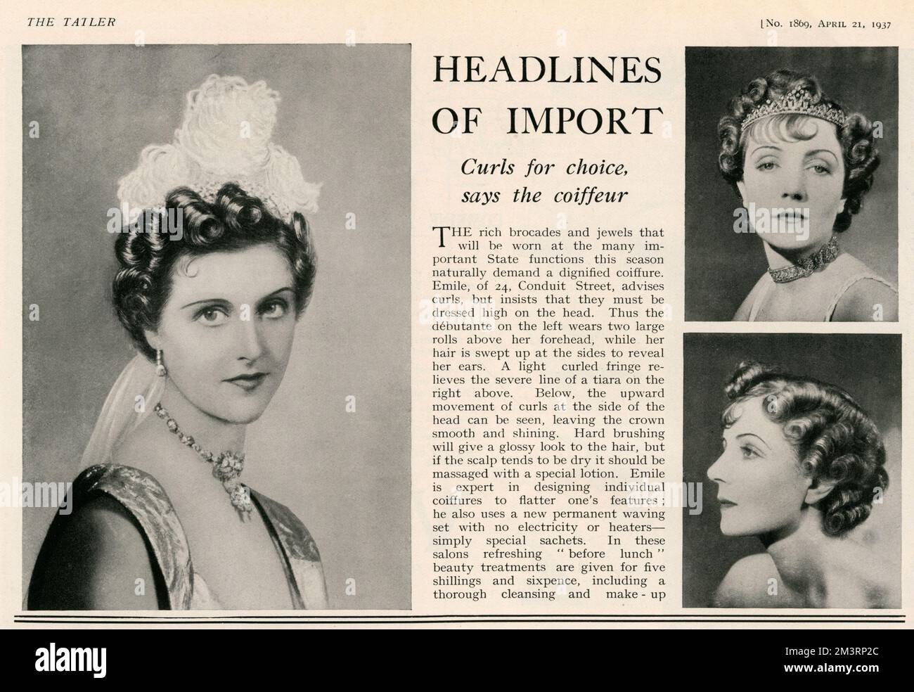 Hair styles for state functions in 1937 Stock Photo - Alamy