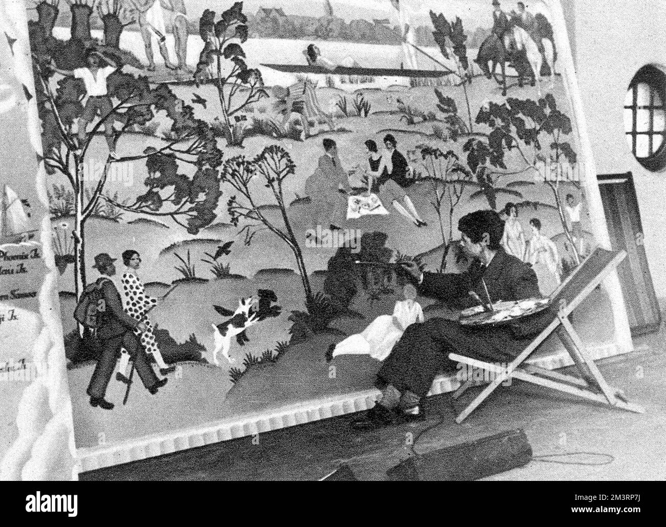 Black and white photograph of artist Stephen Bone in the Sketch of 12th ...