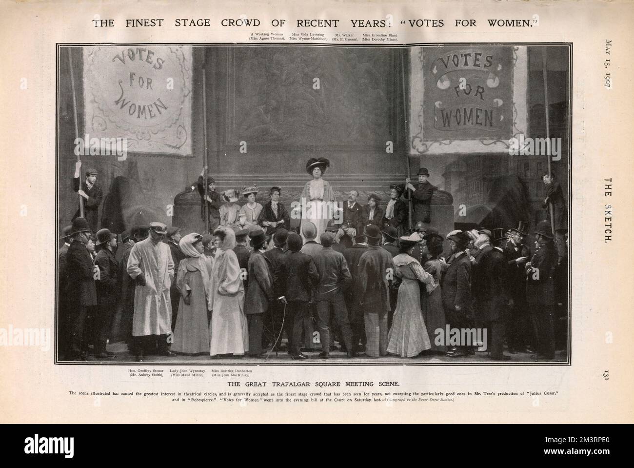 The great Trafalgar Square meeting scene in the play, Votes for Women ...