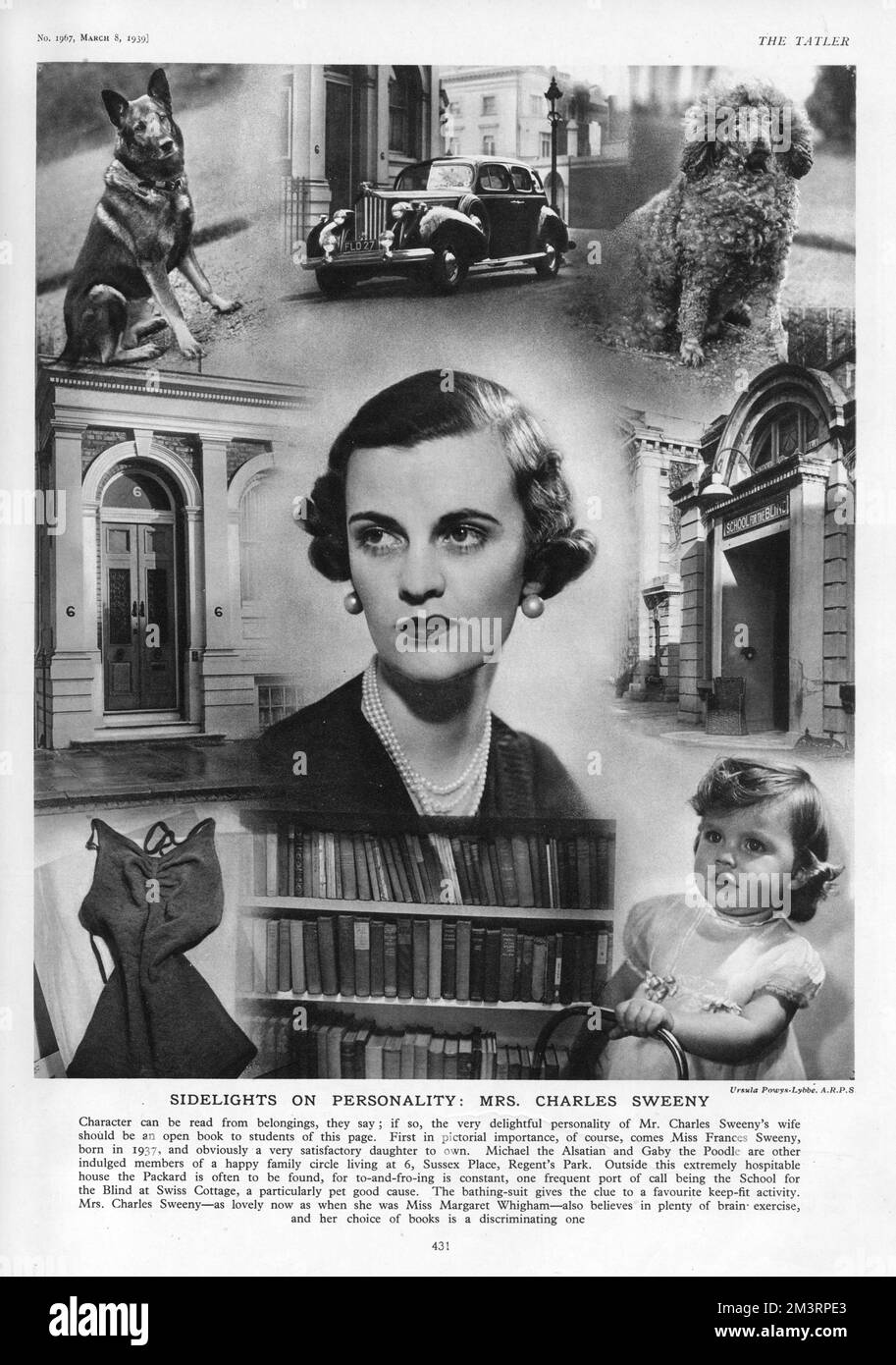 Unusual portrait of socialite Mrs Charles Sweeny, the former deb of the ...