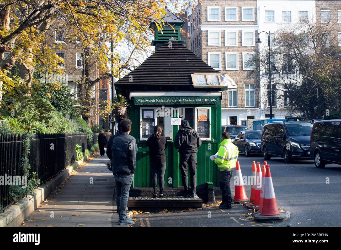 Queue of the capital's black-cab drivers for refreshments outside one ...