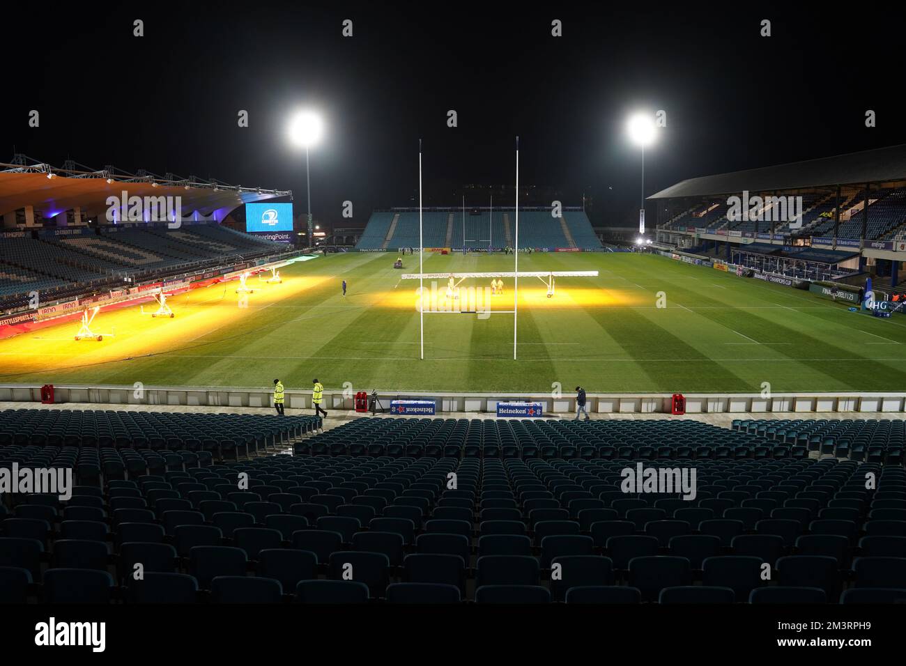 Heaters on the pitch before the Heineken Champions Cup match at the RDS ...