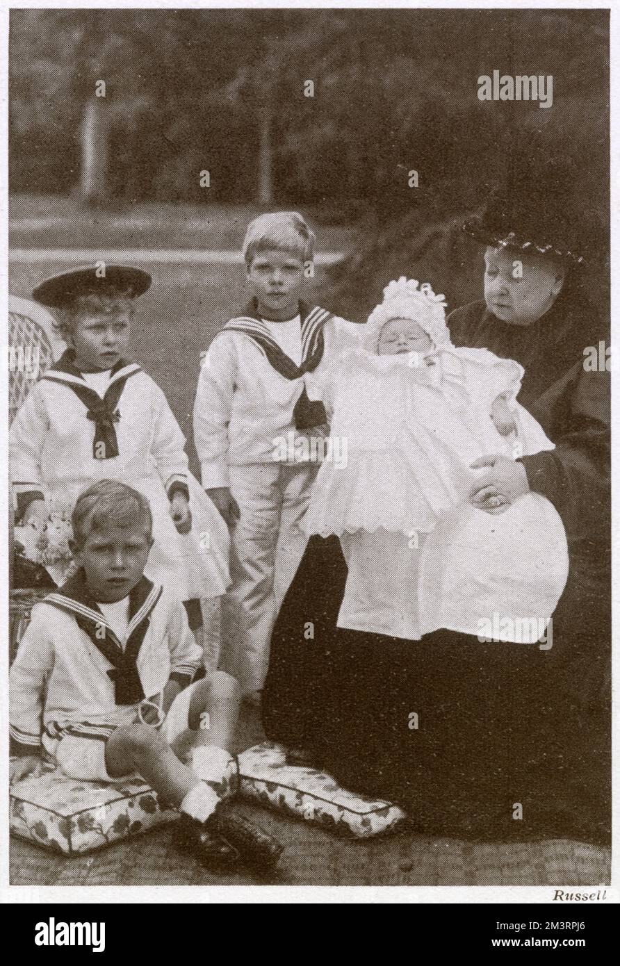 Queen Victoria with her four great-grandchildren taken at Osborne House ...