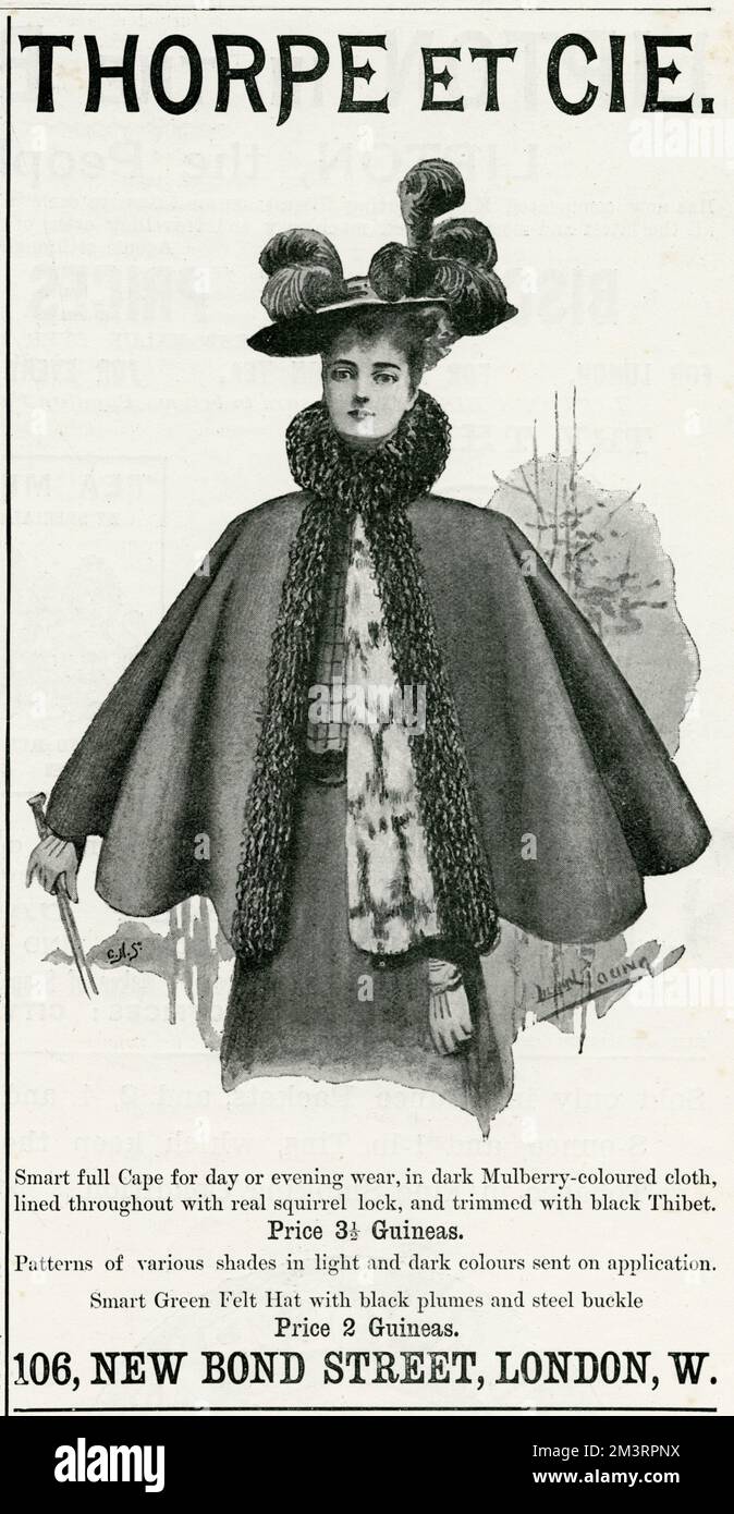 Advert for Thorpe et Cie women's clothing 1895 Stock Photo - Alamy