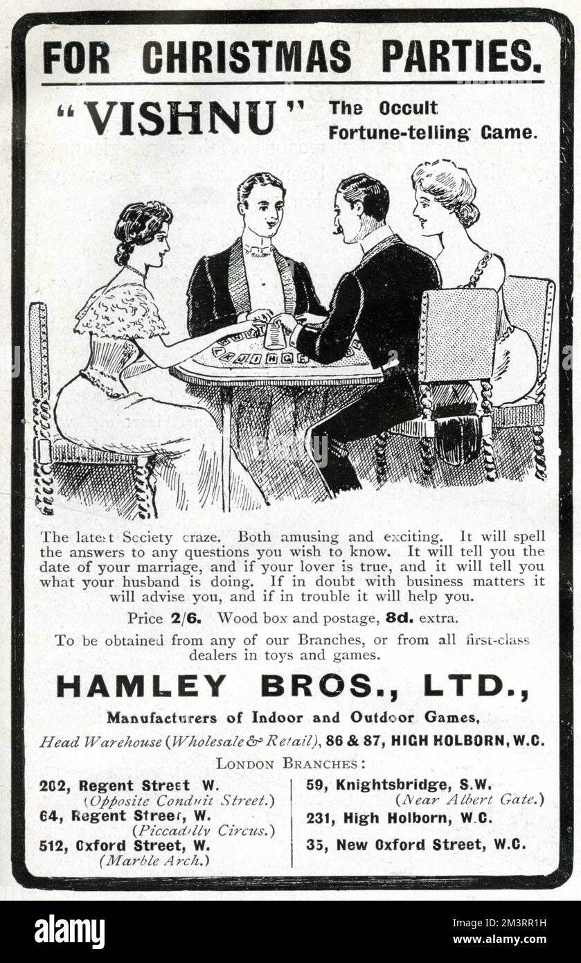 Advert for Hamley Bros fortune-telling game 1905 Stock Photo - Alamy