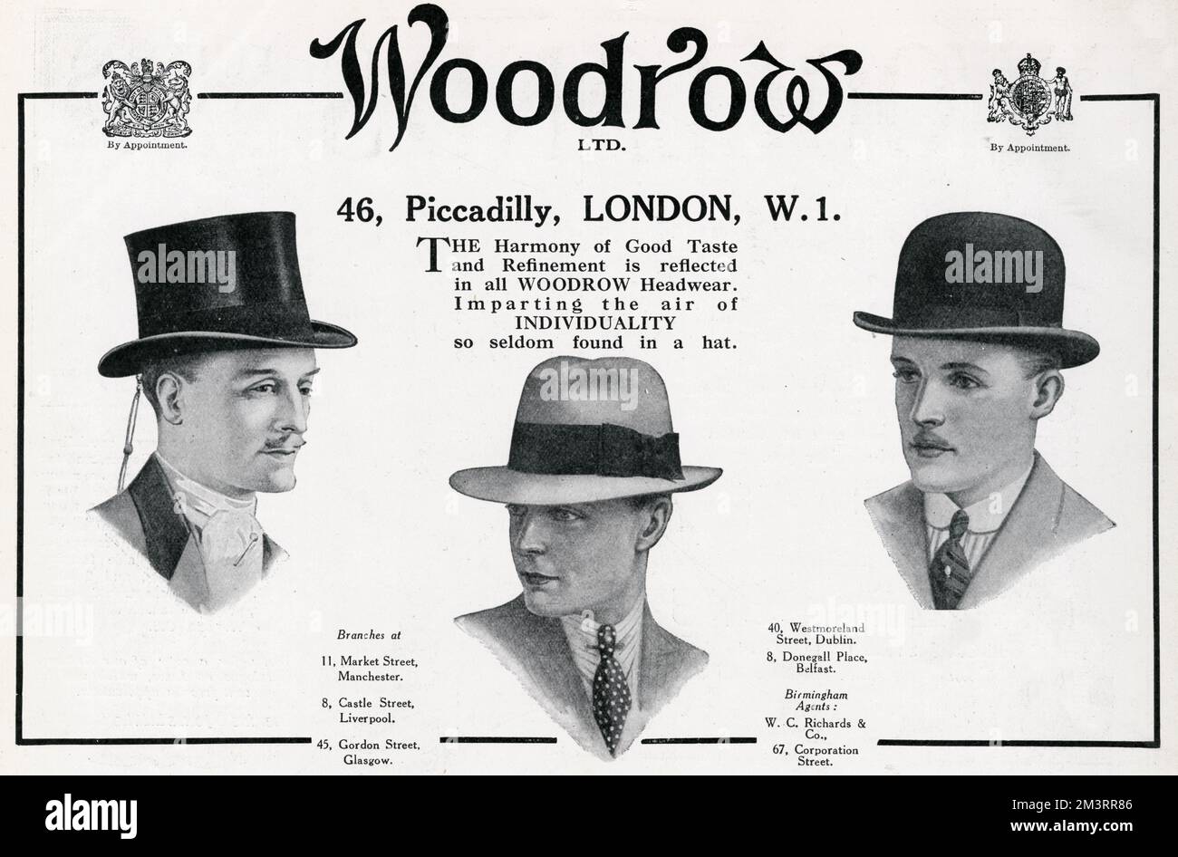 Advert for Woodrow Ltd men’s headwear 1925 Stock Photo - Alamy