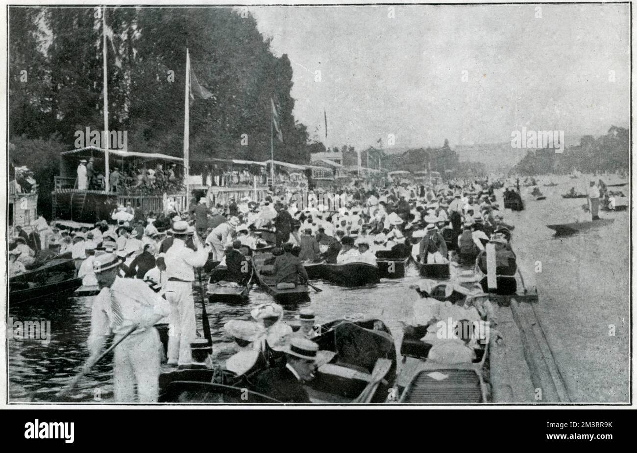 Crowded river during the Henley Regatta 1905 Stock Photo - Alamy