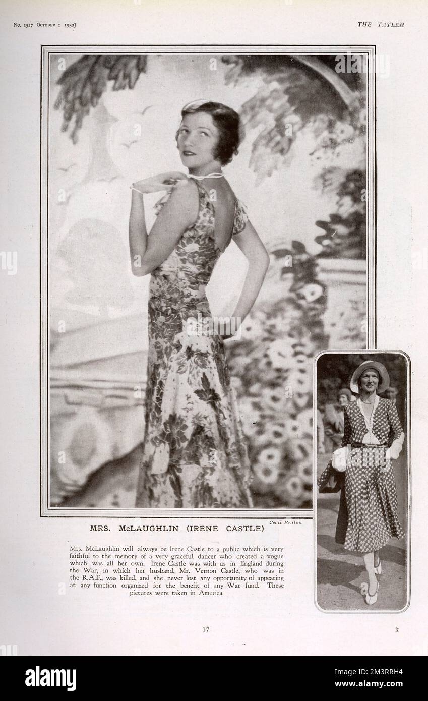 Irene Castle, nee Foote (1893-1969) dancer, fashion icon and animal ...