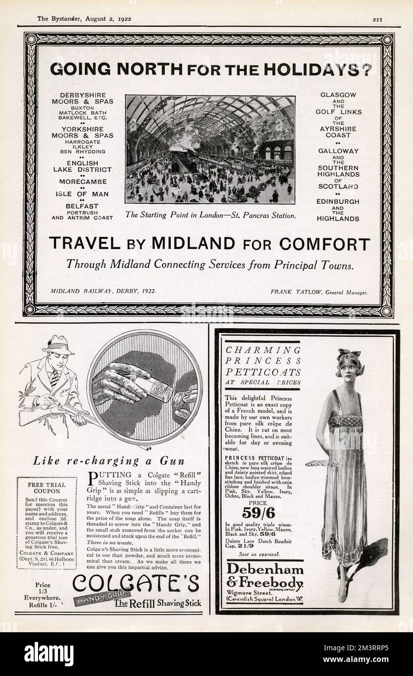 Travel by Midland for comfort advert, 1922 Stock Photo - Alamy