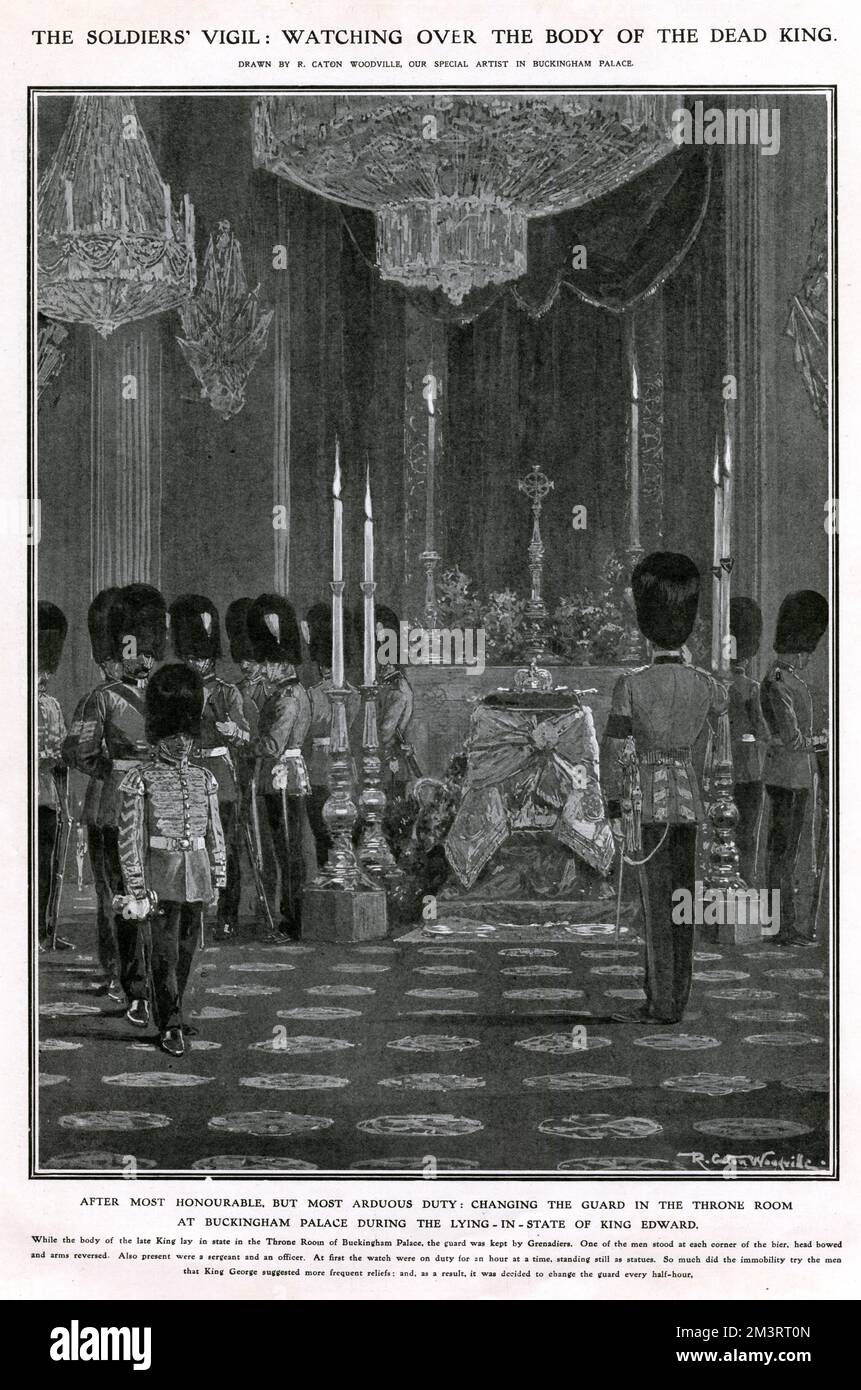 Death of Edward VII - soldiers guard coffin 1910 Stock Photo - Alamy