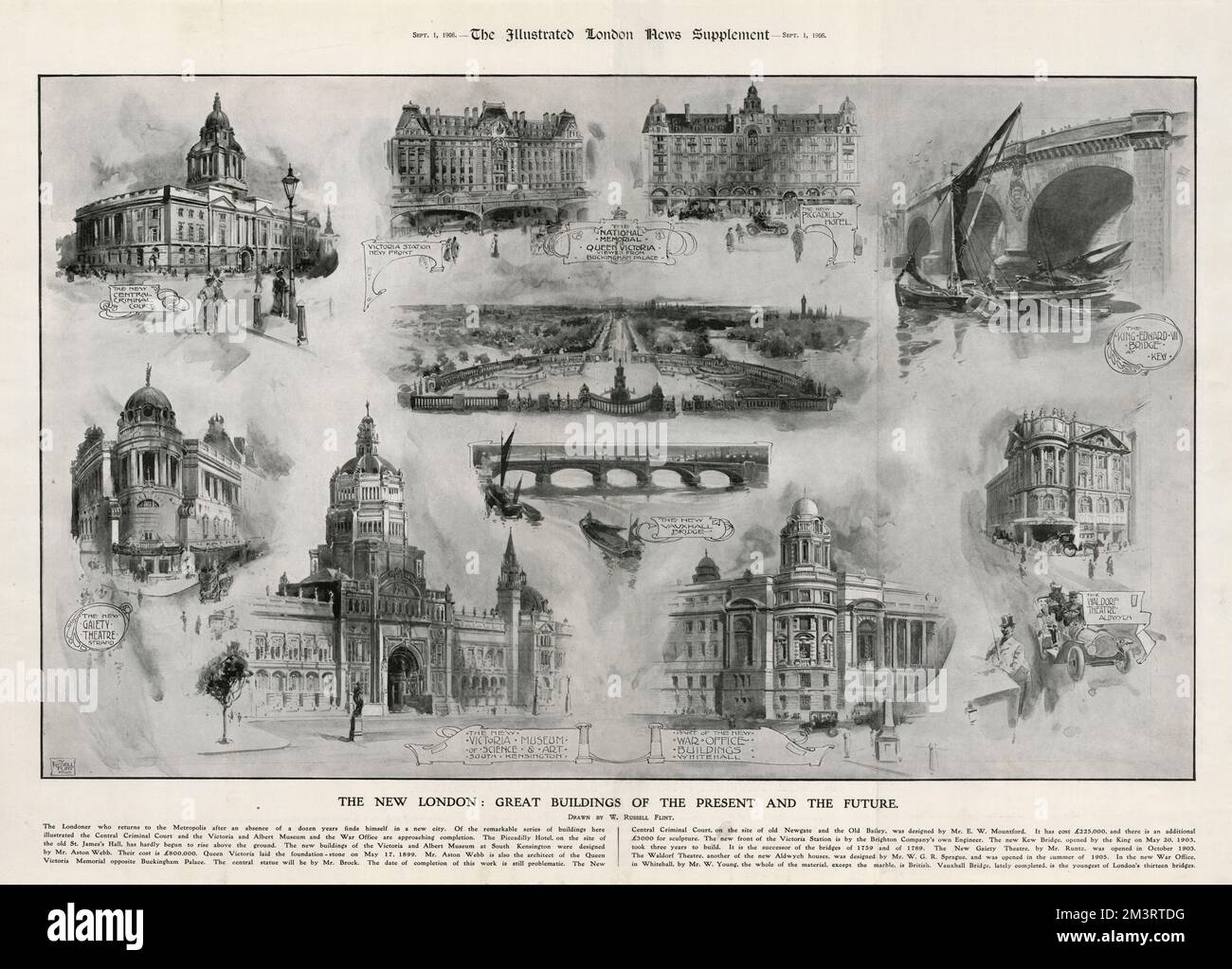 drawings of different buildings and bridges in London, The New London ...