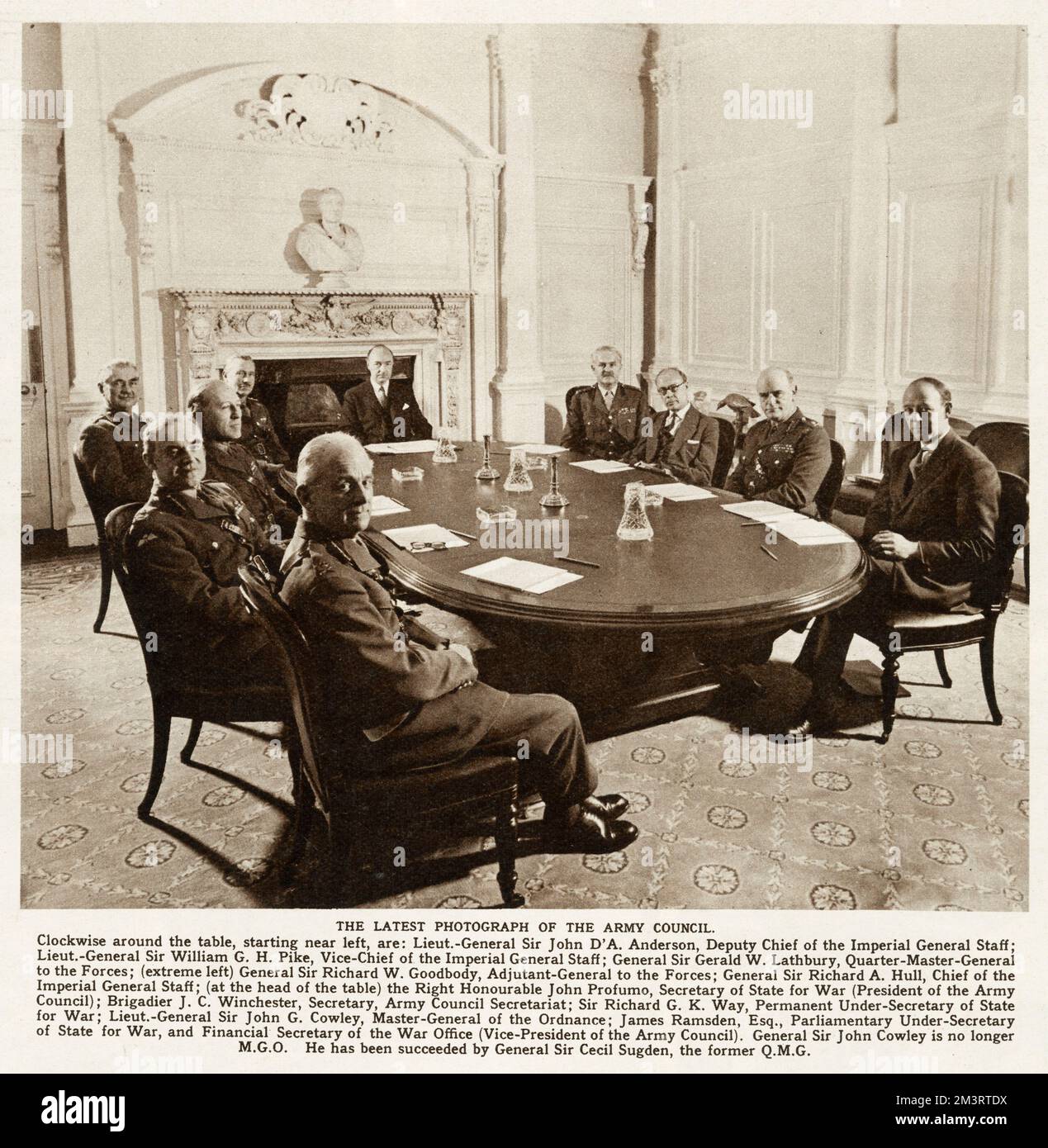 Army Council sitting around table in War Office Stock Photo - Alamy
