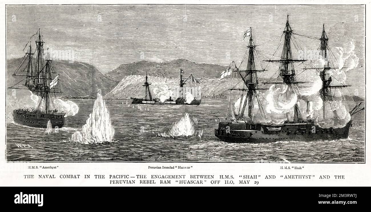 The Battle of Pacocha in the Pacific - an engagement between the HMS ...