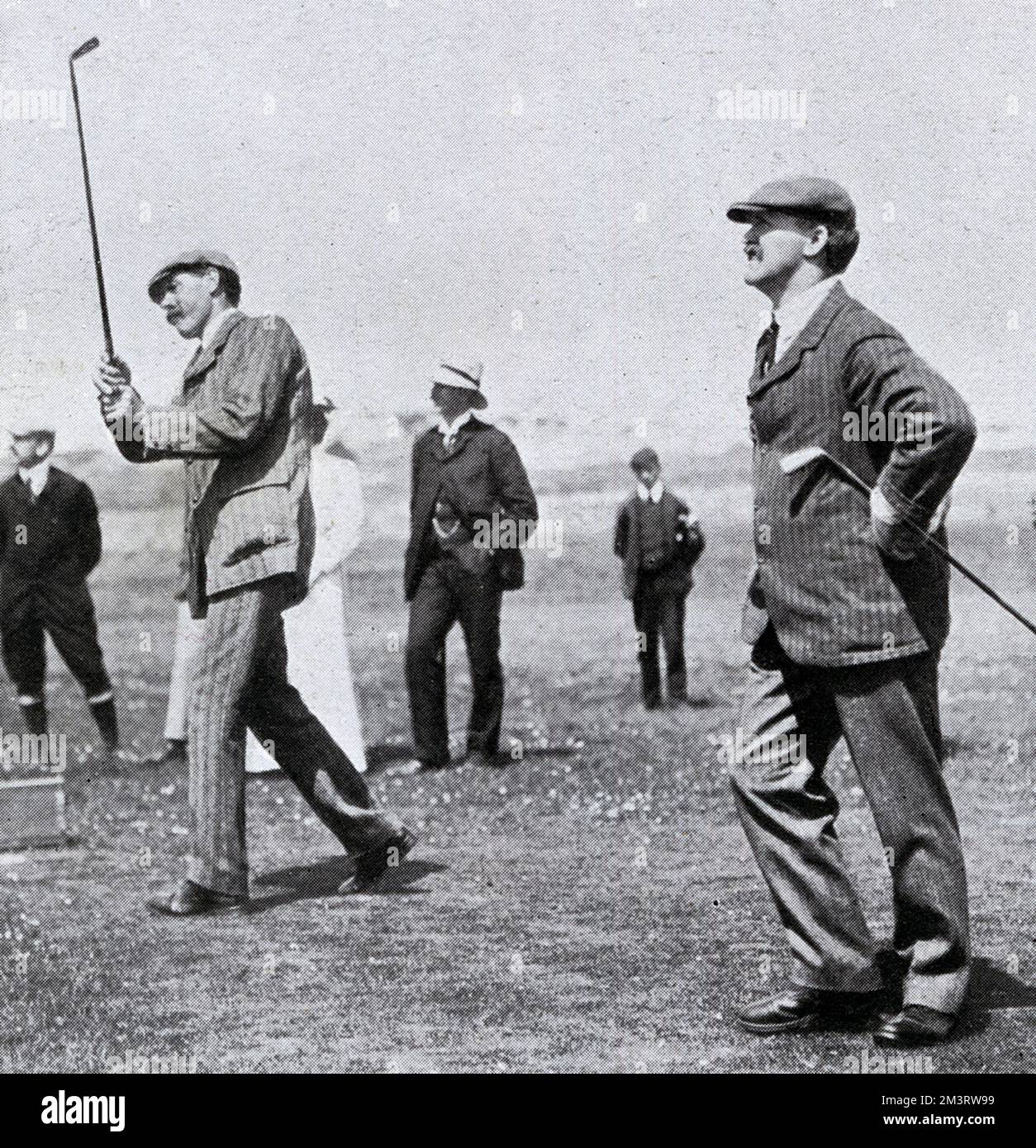 Scottish golfer James Braid taking a shot at the Braid-Ellis ...