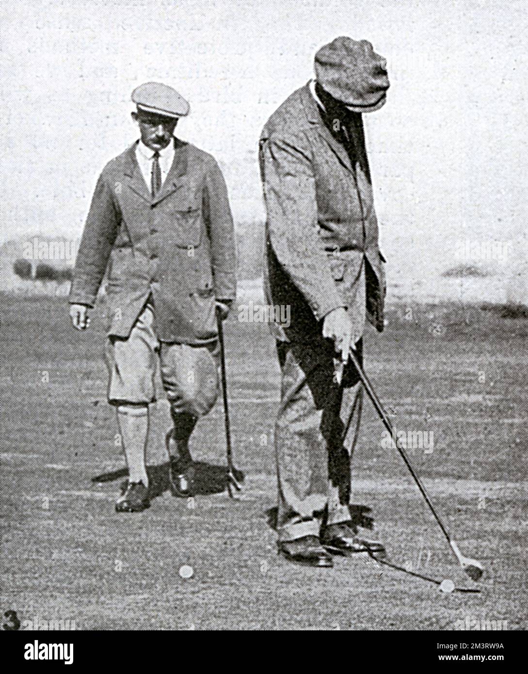 James Braid missing a putt at the sixteenth hole at Oxhey playing ...