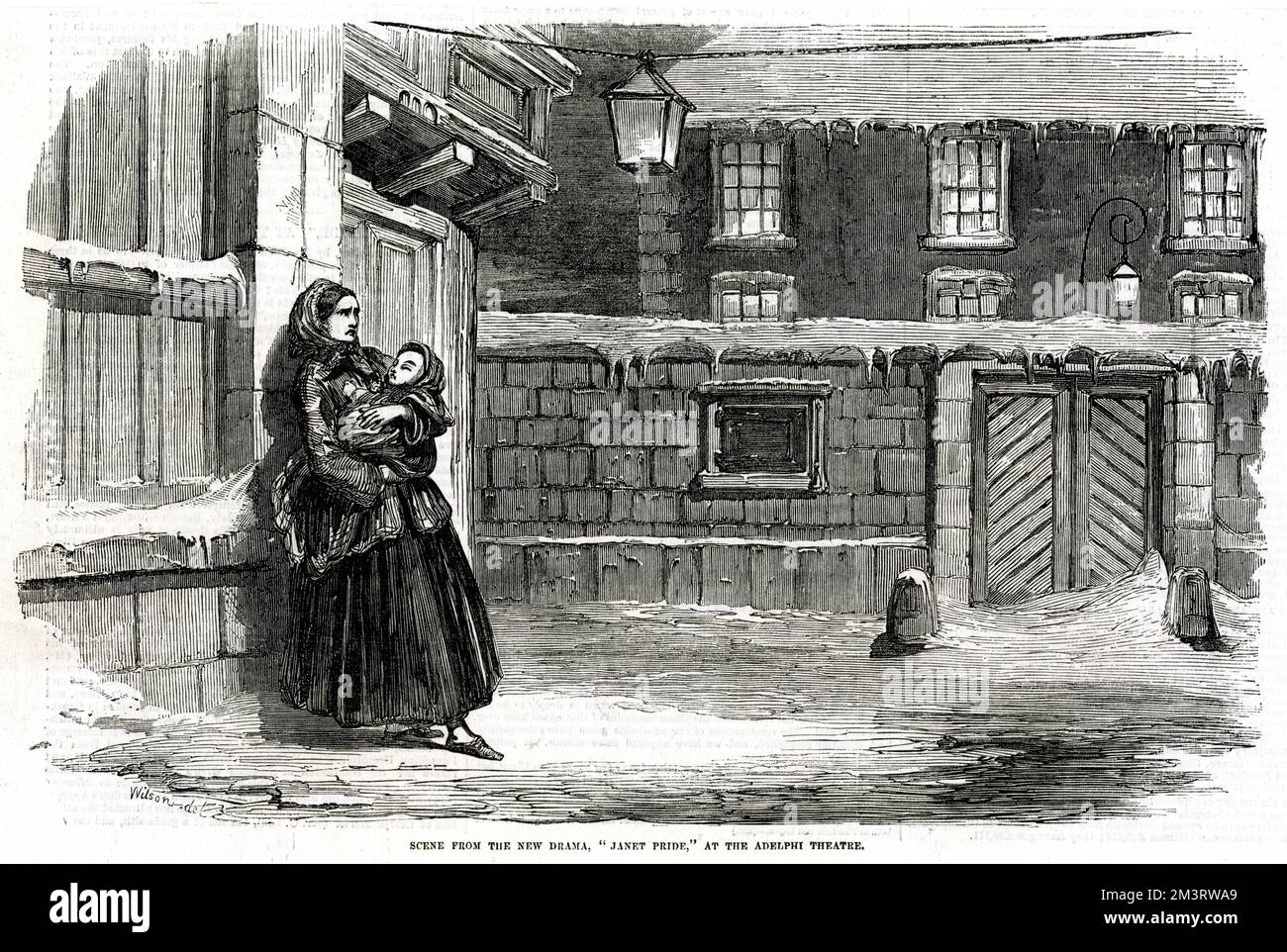 Outcast mother and child, scene from a play 1855 Stock Photo - Alamy