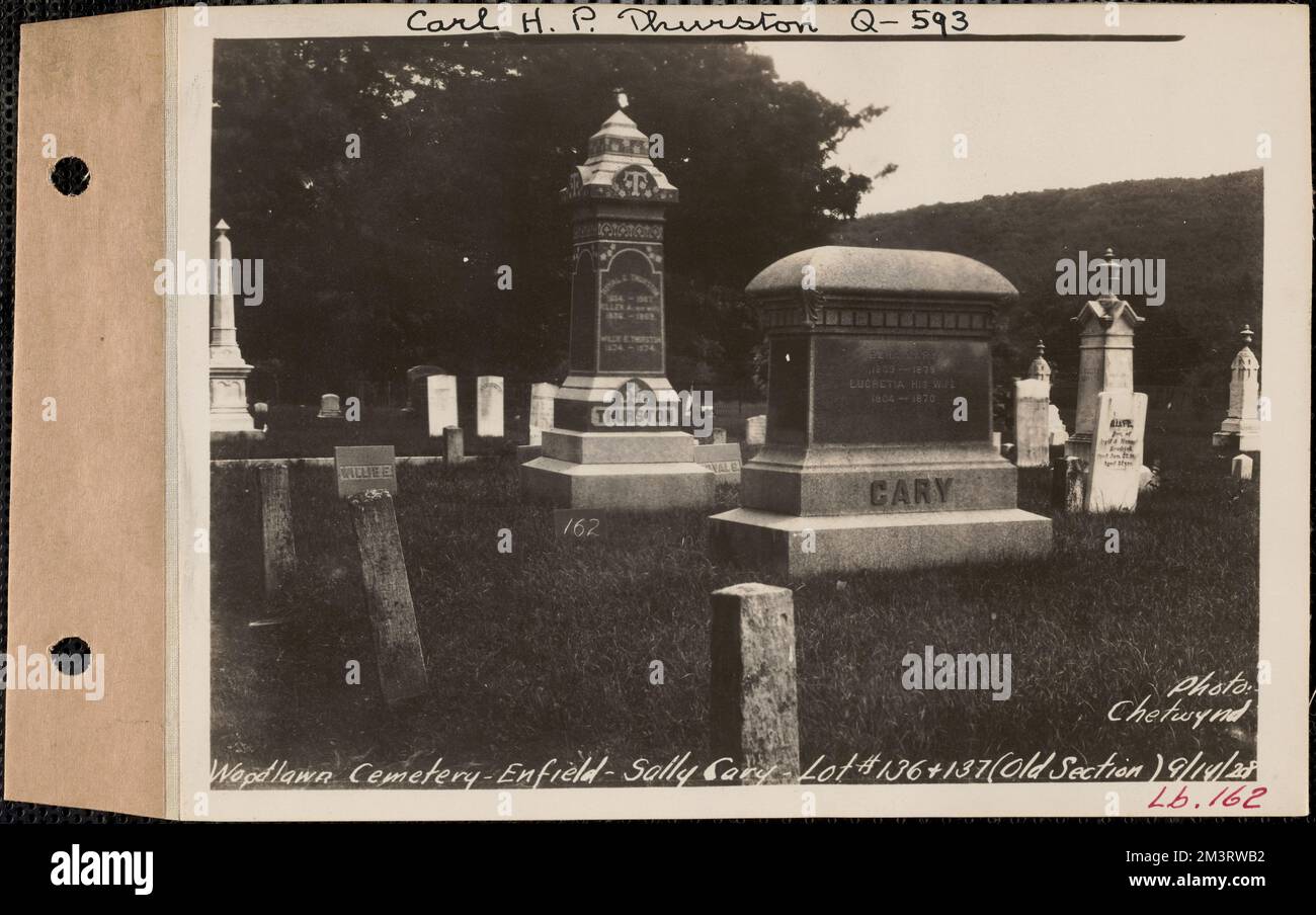 Sally Cary, Woodlawn Cemetery, old section, lot 136, 137, Enfield, Mass ...