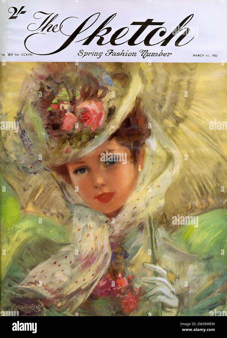 Front cover of The Sketch magazine by Strevens featuring a romantic ...