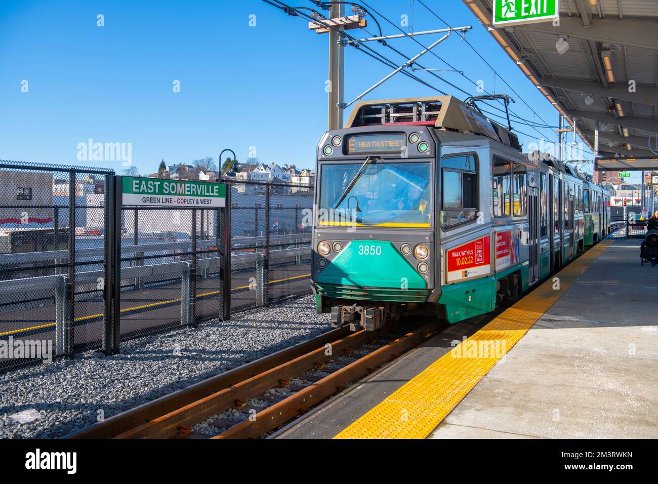 MBTA Green Line Ansaldo Breda Type 8 train at East Somerville station ...