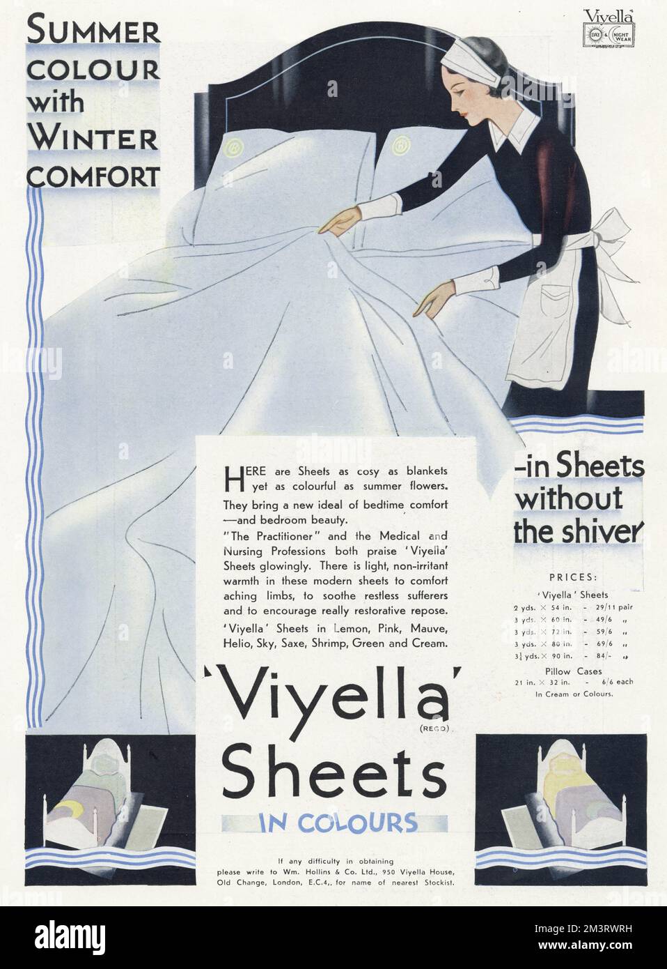Advert for Viyella Sheets in Colours Stock Photo - Alamy