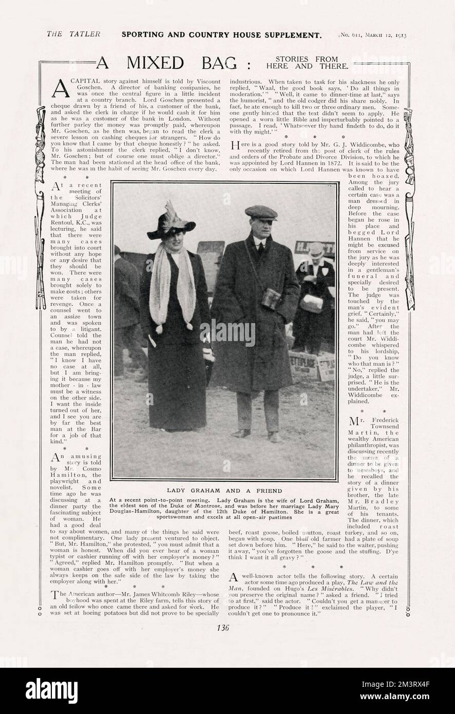 Lady Graham, page from The Tatler 1913 Stock Photo - Alamy