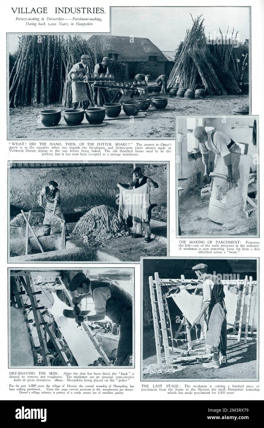 Village Industries - pottery and parchment making Stock Photo - Alamy