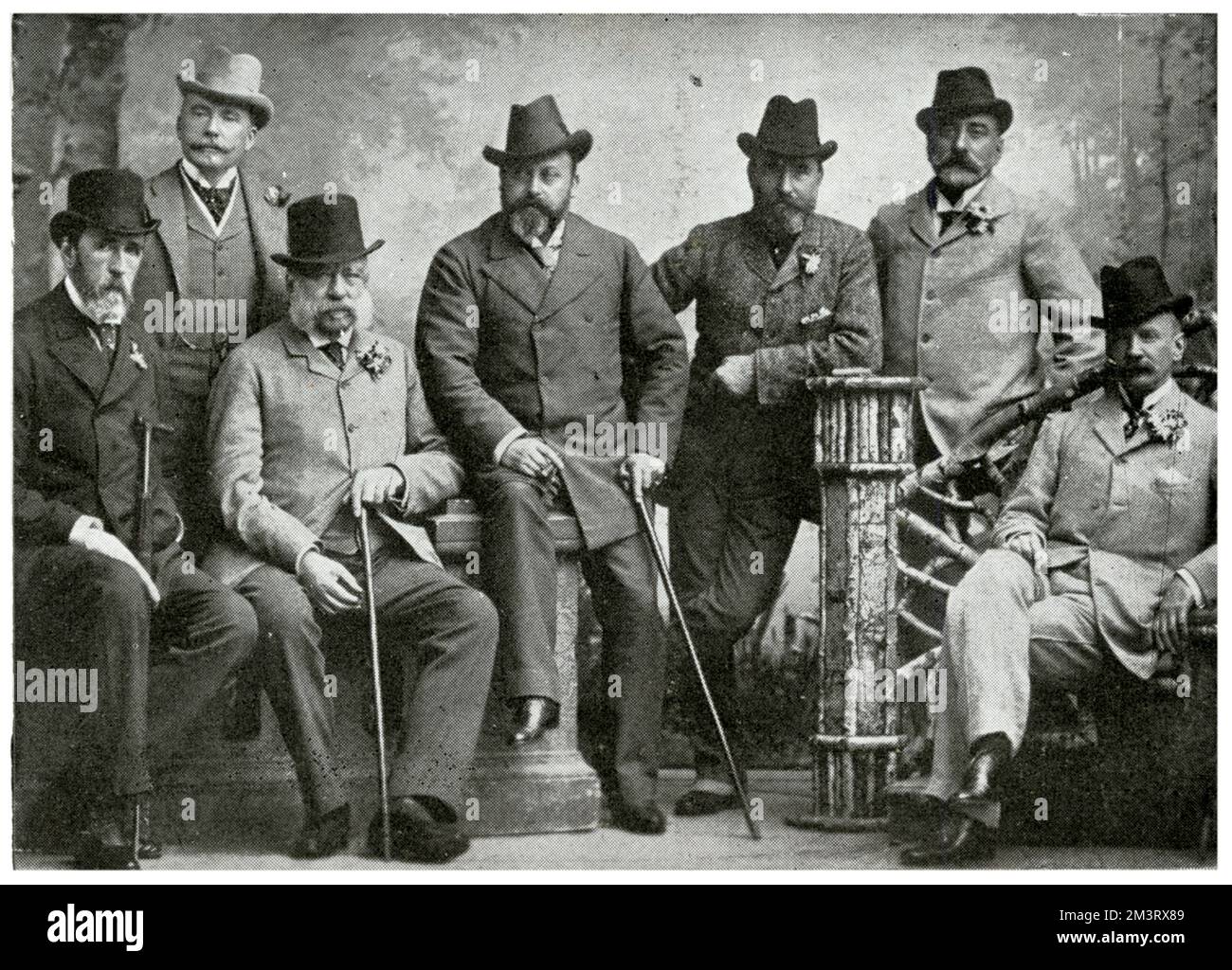 King Edward VII (centre) at Bad Homburg in the 1880s. His companions ...