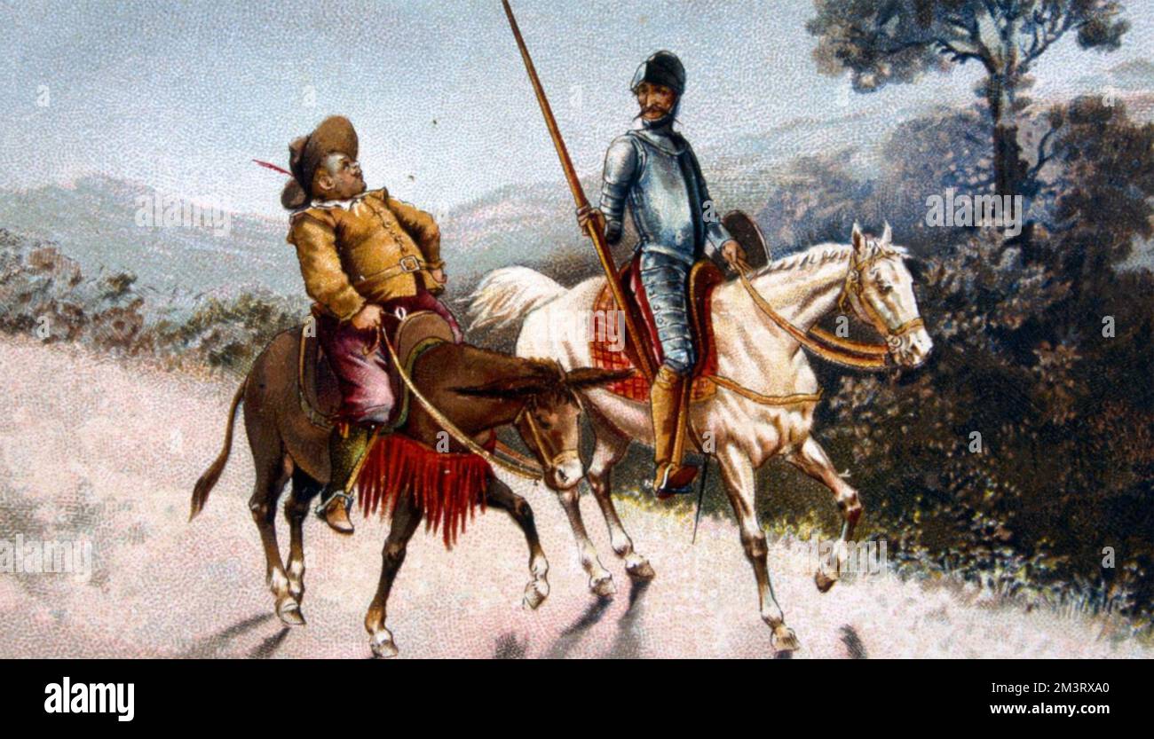 DON QUIXOTE French postcard about 1890 showing Quixote at right with ...
