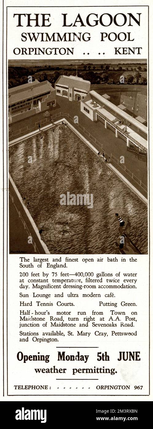 1930's swimming pool advert hi-res stock photography and images - Alamy
