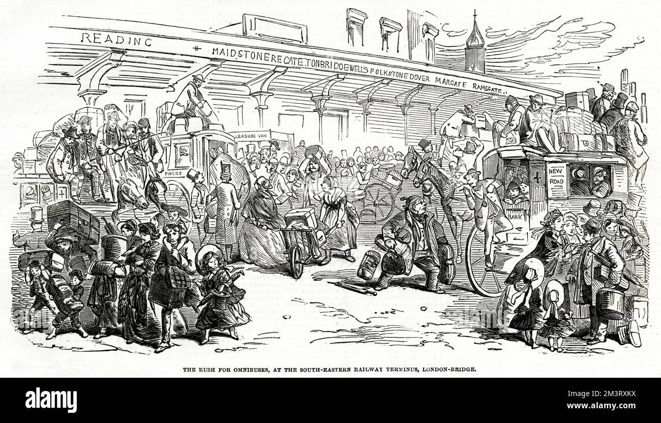 London Bridge, Great Cab Strike 1853 Stock Photo - Alamy