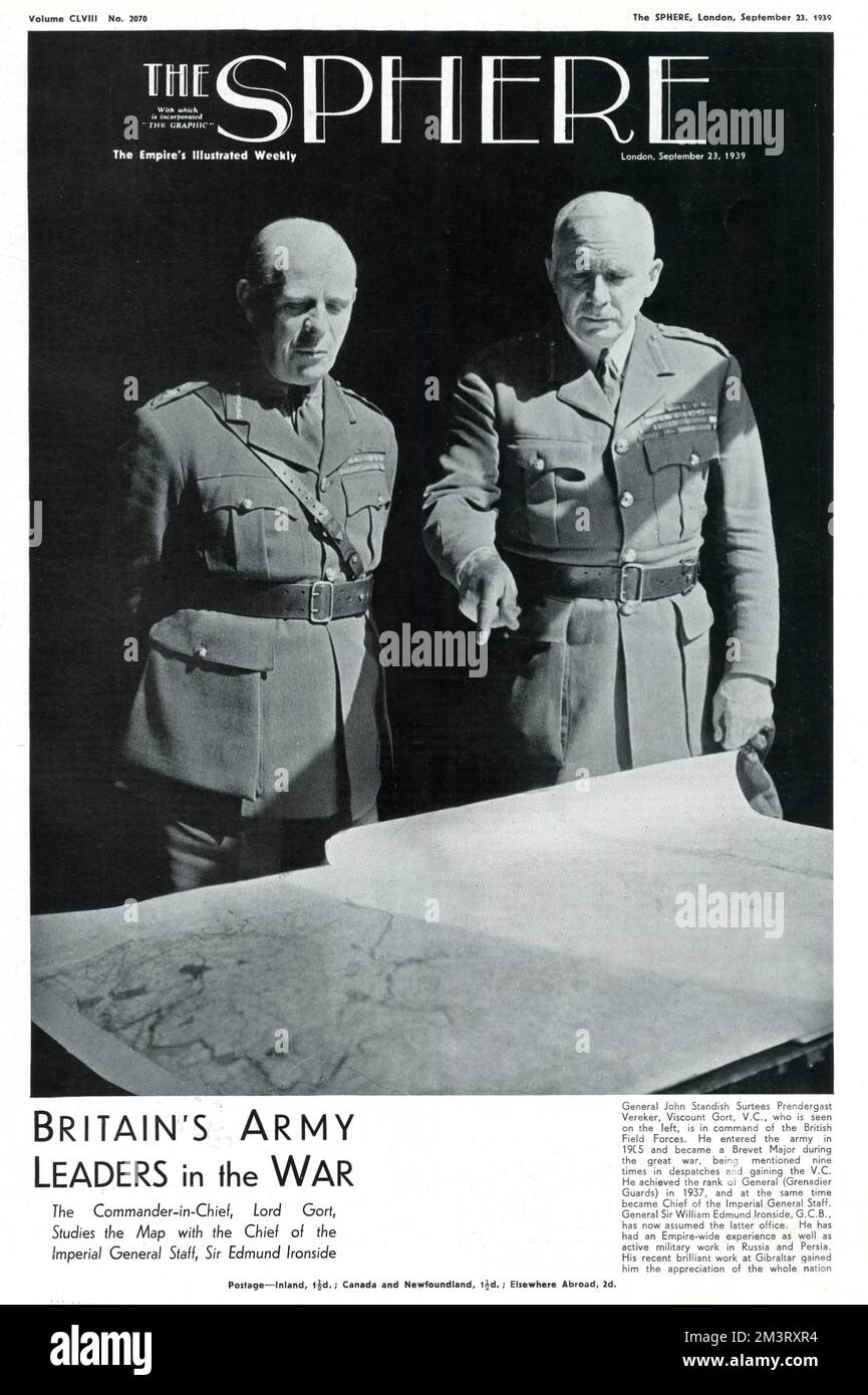 Lord Gort and Sir Edmund Ironside studying map 1939 Stock Photo - Alamy