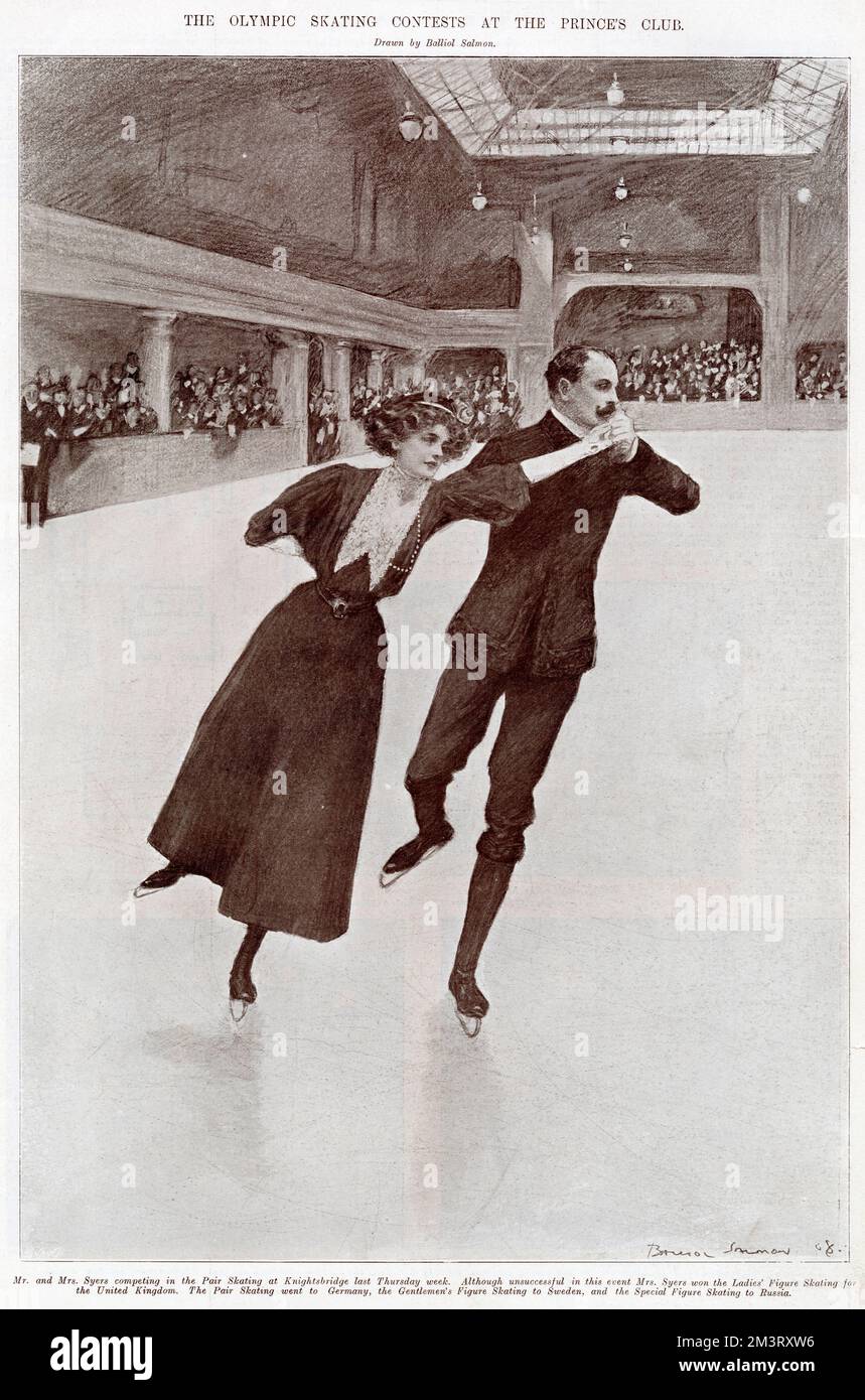 Edgar & Madge Syers in Olympics Games, ice skating 1908 Stock Photo - Alamy