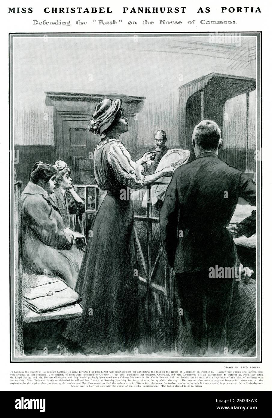 Christabel Pankhurst defending herself in court 1908 Stock Photo - Alamy