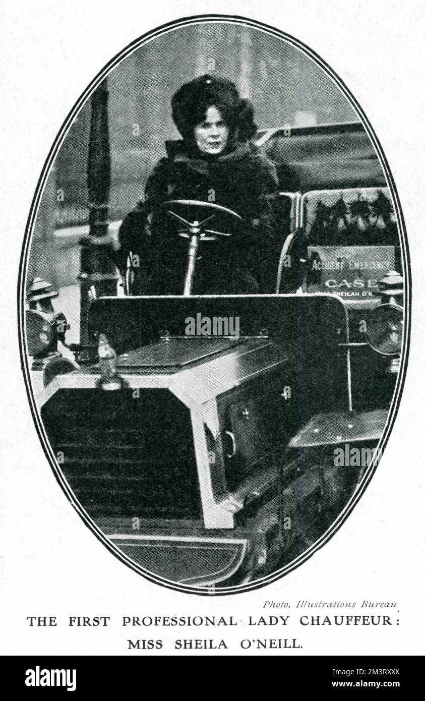 First professional female chauffeur 1909 Stock Photo - Alamy