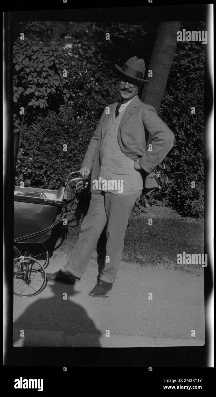 Sam Chamberlain and baby carriage ,. Samuel Chamberlain Photograph ...