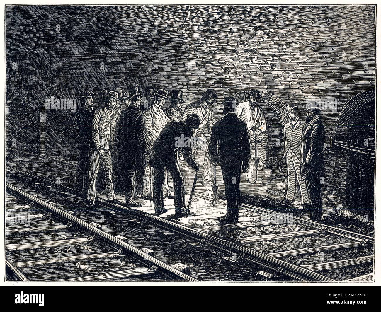 Examination by government officials of the underground railway tunnel ...