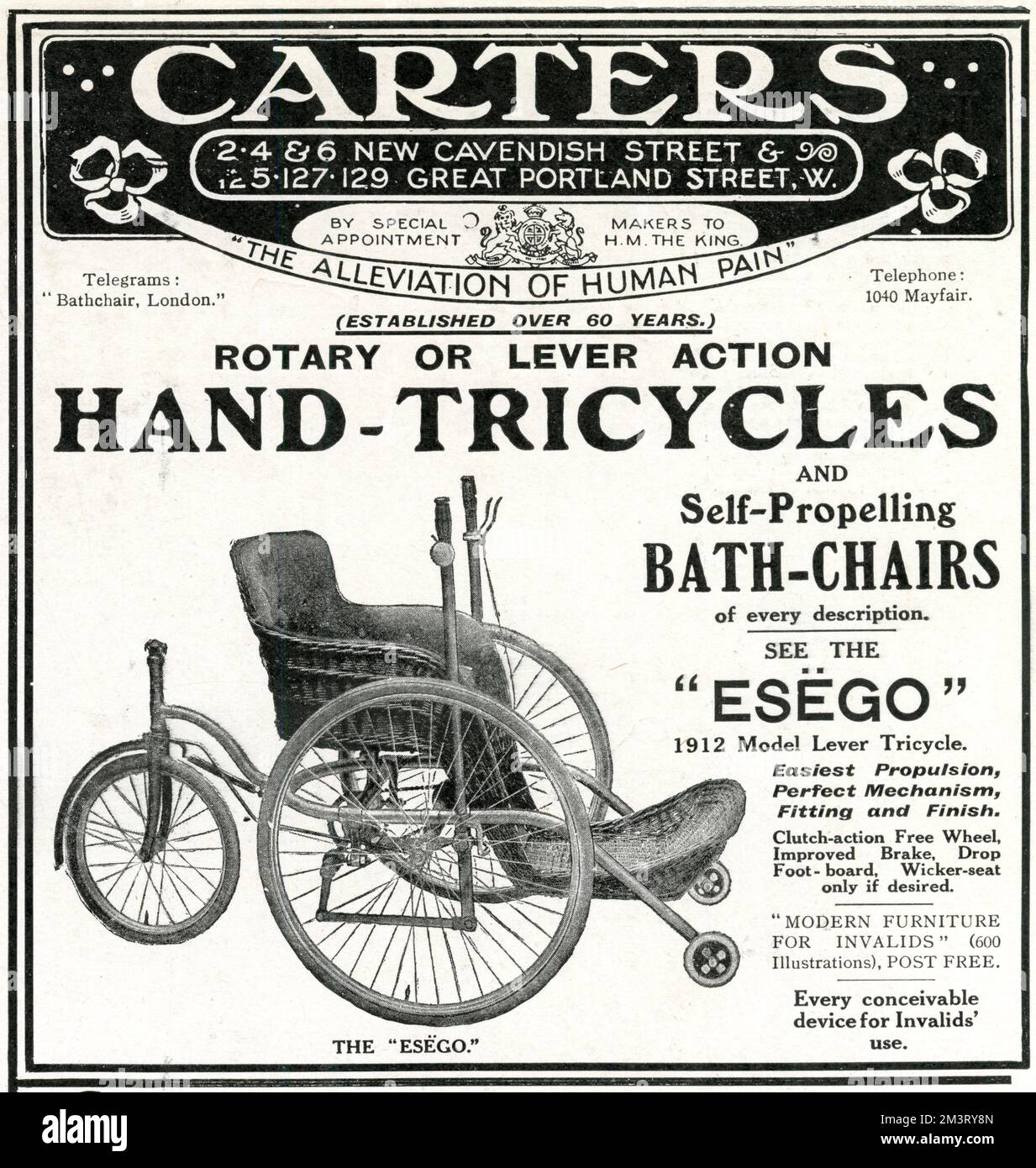 Rotary or lever action hand-tricycles wheelchair. Date: 1912 Stock ...