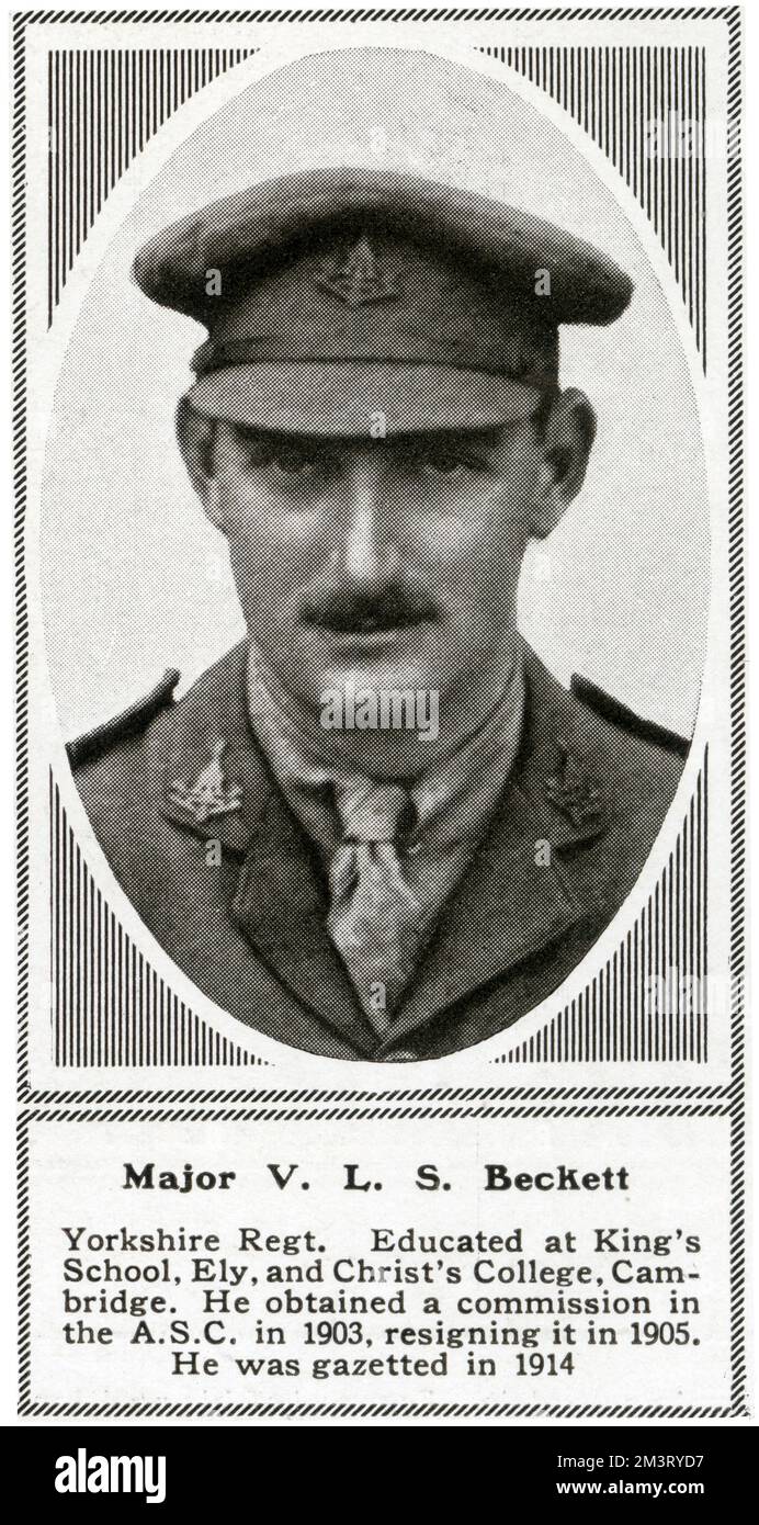 WW1 - Major V L S Beckett - Yorkshire Regiment Stock Photo - Alamy