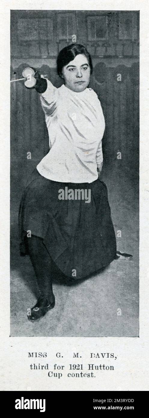 Lady Fencer Miss G M Davis - 3rd place in Hutton Cup Contest Stock ...