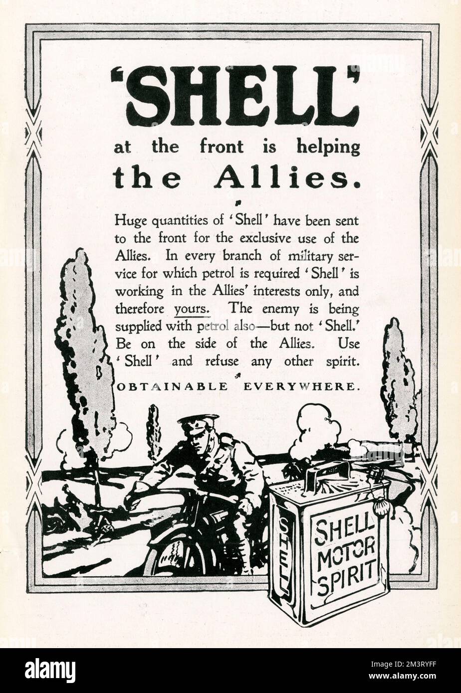 Shell at the Front advertisement, 1914 Stock Photo - Alamy
