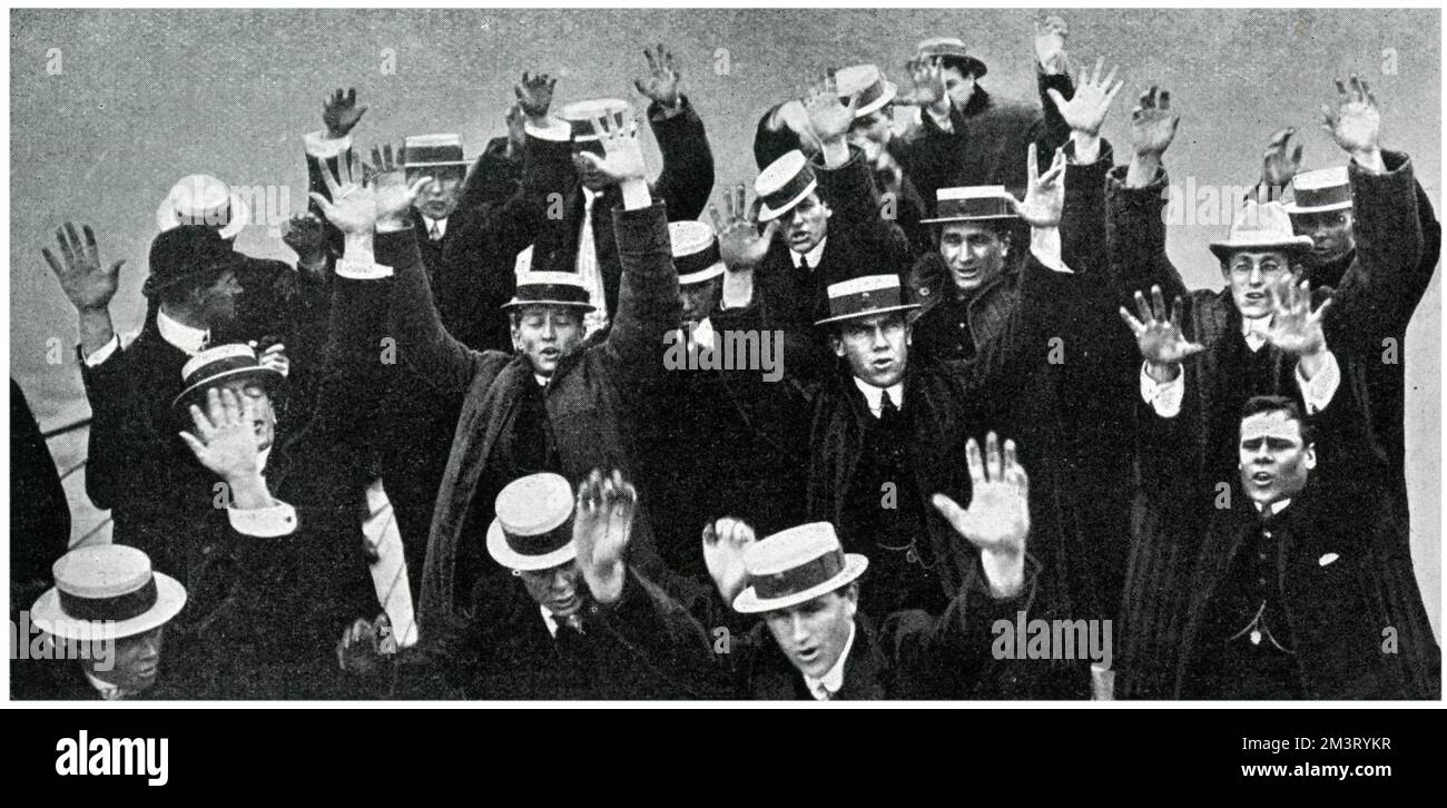 Arrival of the Australian rugby team at Plymouth on 19 September 1908 ...